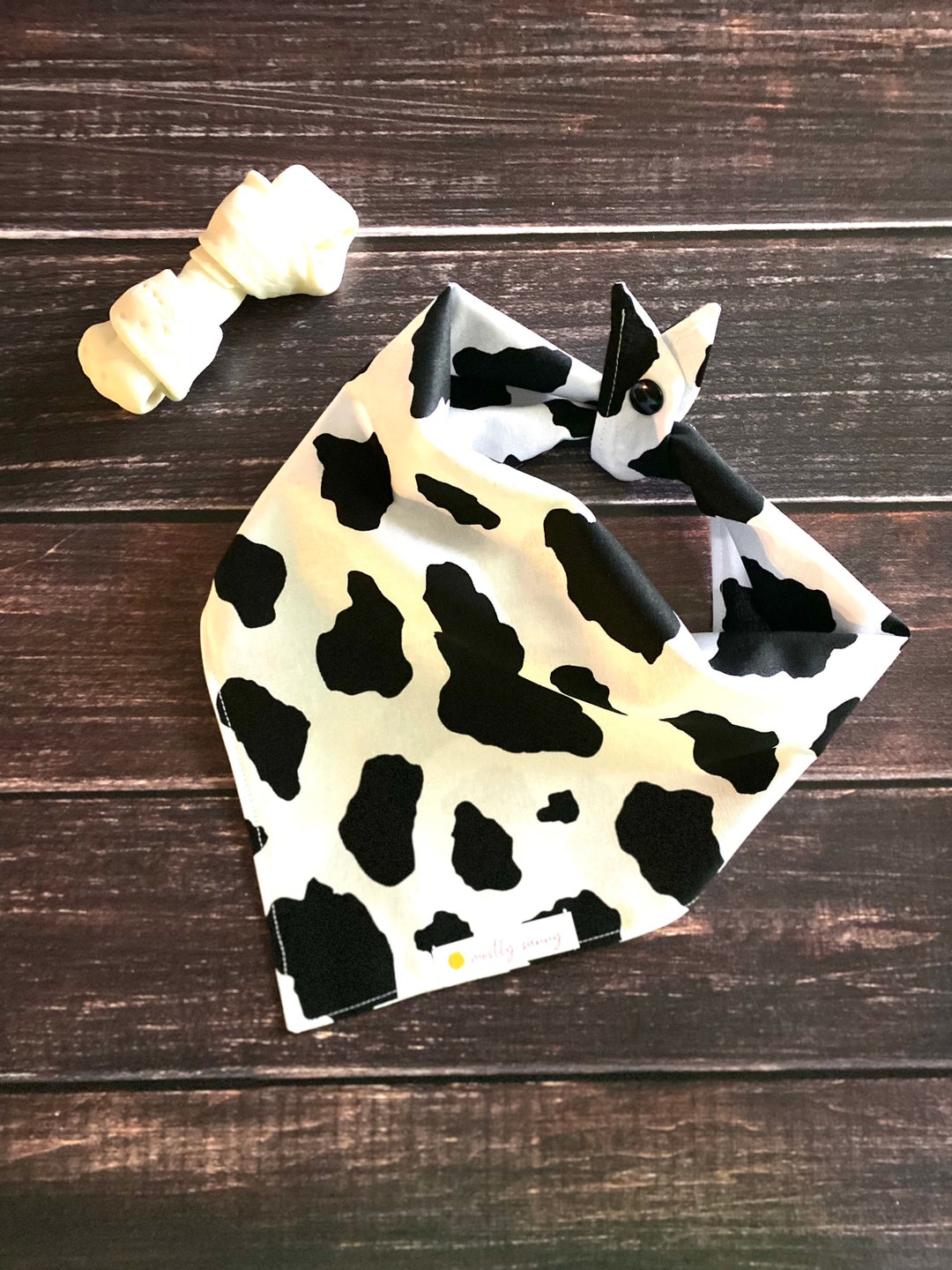 Cow Dog Bandana, Animal Print Dog Bandana, Cow Print Dog Bandana, Black ...