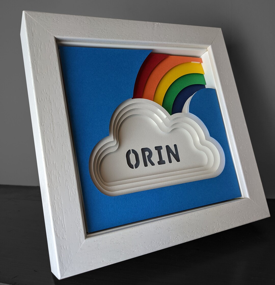 Rainbow & Cloud 3d Layered Papercut Personalised Name Picture (small ...