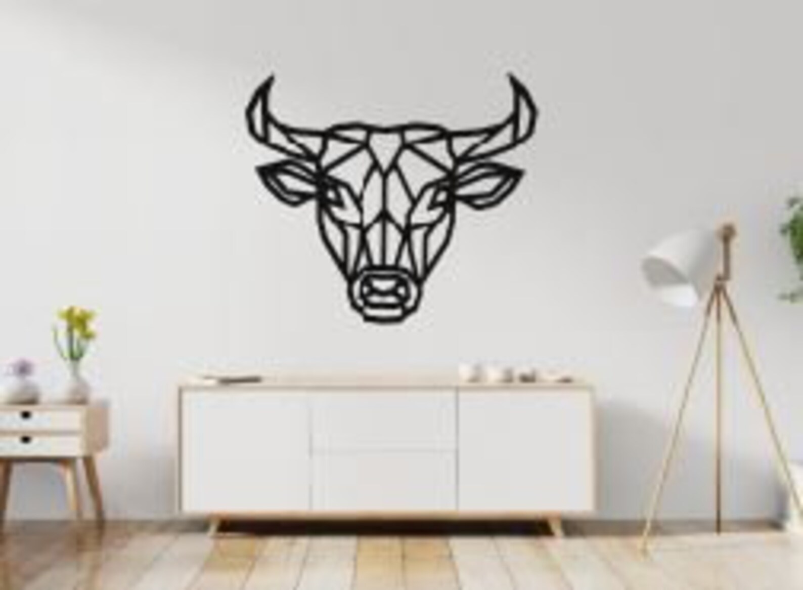 Geometric Bull Head Wooden Wall Art Home Nursery - Etsy