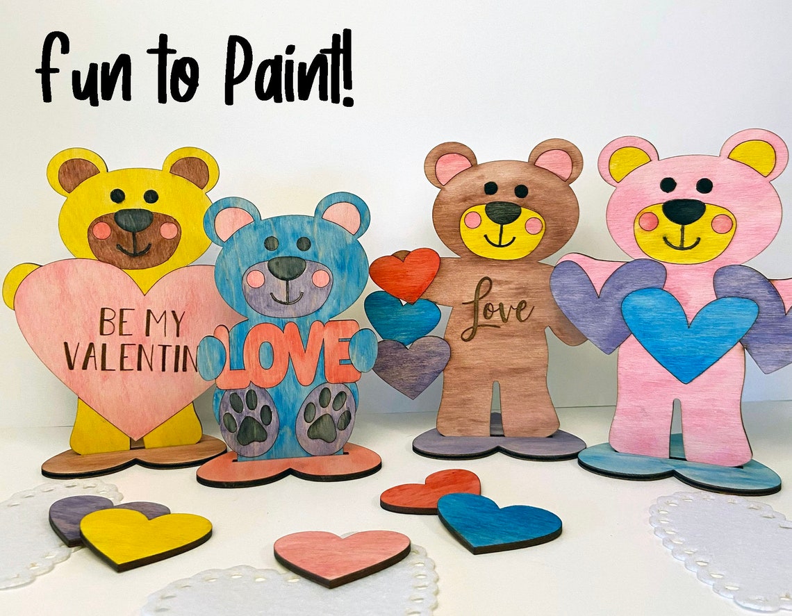 DIY Set of 4 Valentine's Day Bears Valentine's Day - Etsy