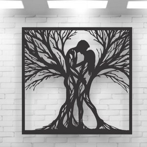 Lovers Kiss Tree Wall Decor - Custom Wall Art - Home Art - Wooden ...