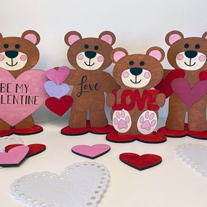 DIY Set of 4 Valentine's Day Bears, Valentine's Day Paint Kit ...