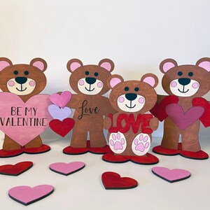 DIY Set of 4 Valentine's Day Bears, Valentine's Day Paint Kit ...