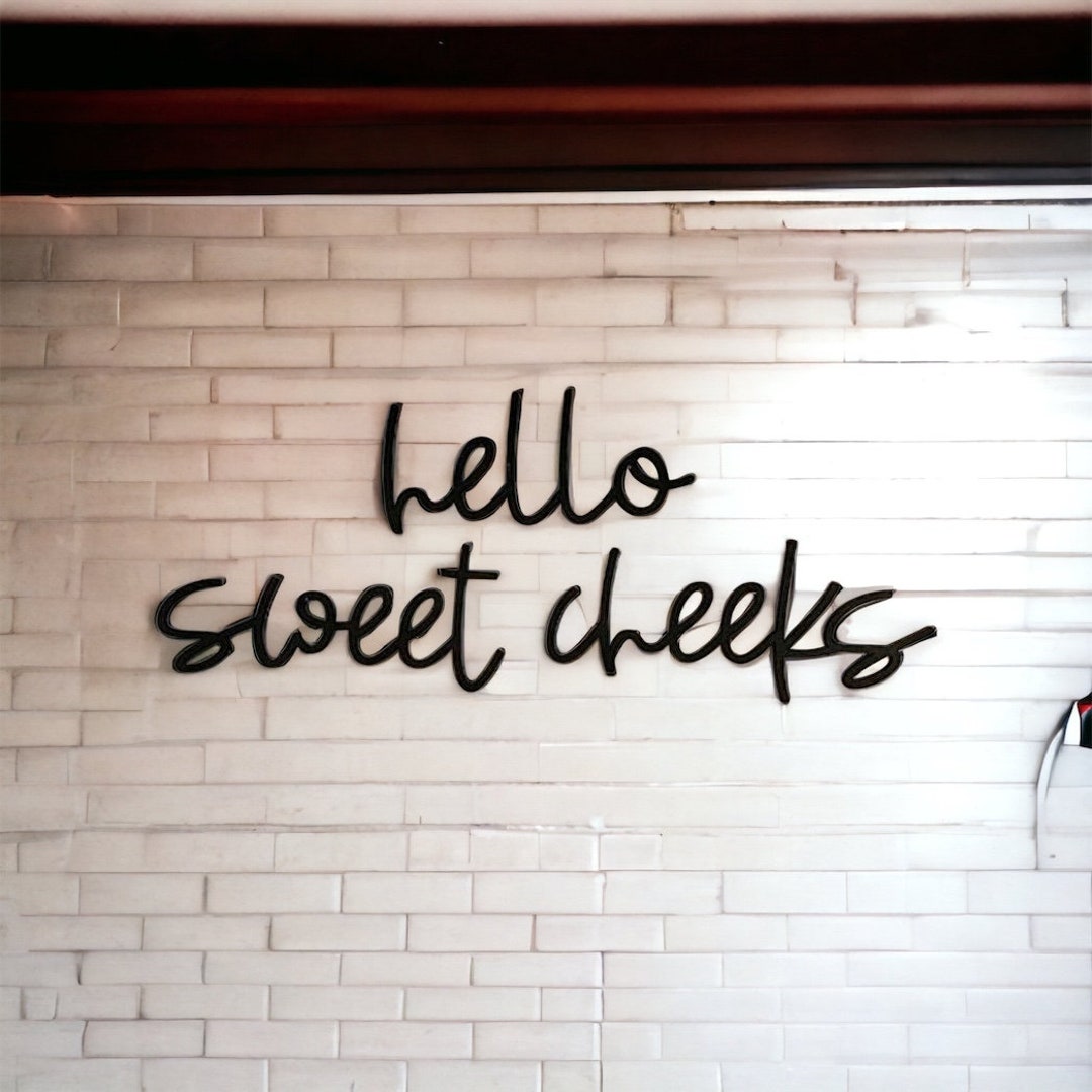 Hello Sweet Cheeks Wooden Wall Art: Funny Bathroom Sign - Etsy