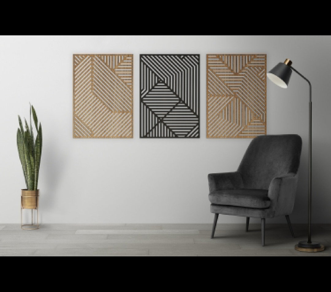 Abstract Art Panels Wood Metal Wall Art, Abstract Wall Decor, Wood Wall ...