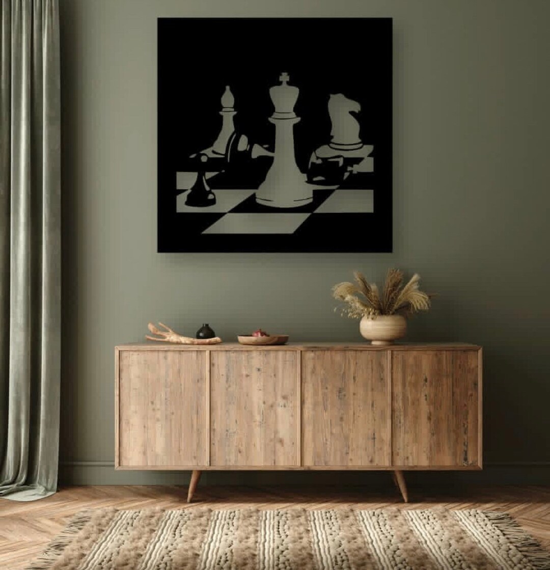 Chess Metal Wall Art, Chess Wall Hanging, Office Wall Hanging, Panel ...