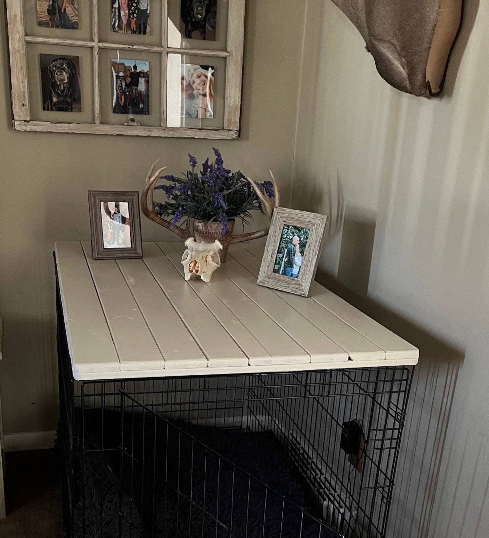 Dog Kennel Wood Table Top Dog Kennel Cover Farmhouse Dog Kennel Top Dog ...