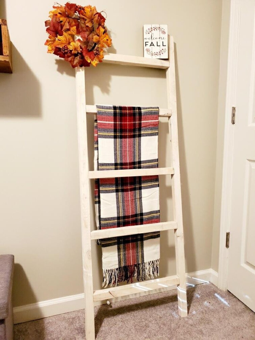 Blanket Ladder, Decorative Ladder, Rustic Wood Ladder, Towel Ladder ...
