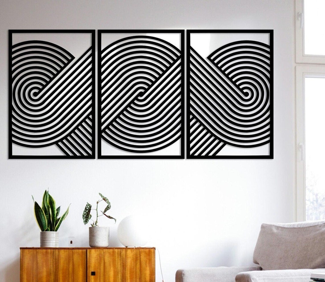 Abstract Art Panels Wood Metal Wall Art, Abstract Wall Decor, Wood Wall ...