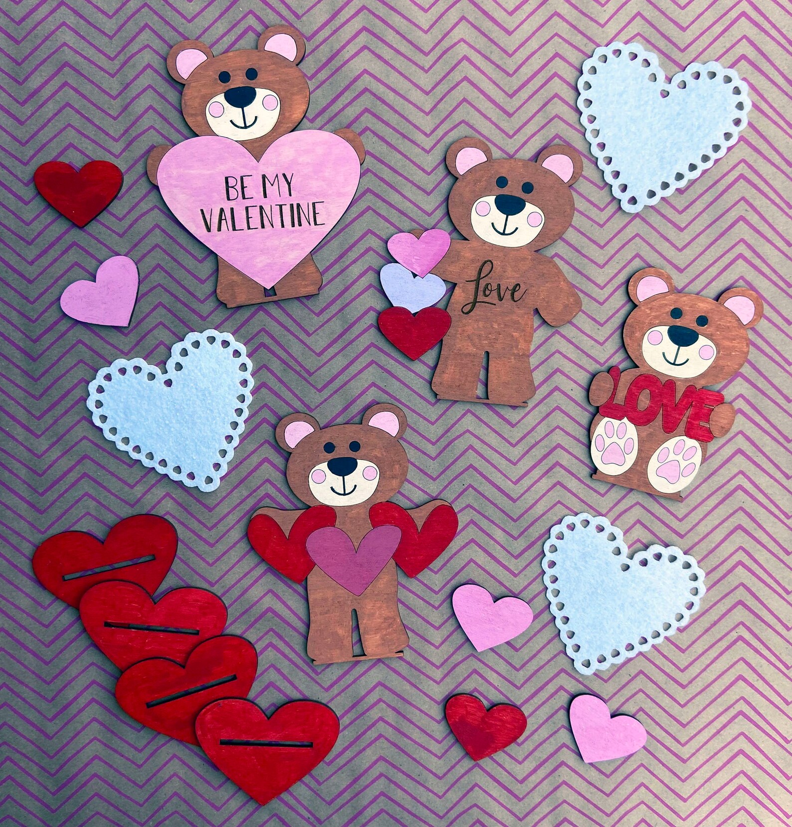 DIY Set of 4 Valentine's Day Bears Valentine's Day - Etsy