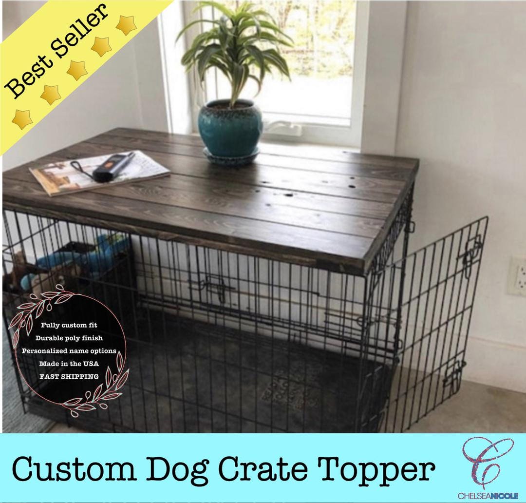 Farmhouse Dog Crate Topper: Wood Kennel Table Cover - Etsy