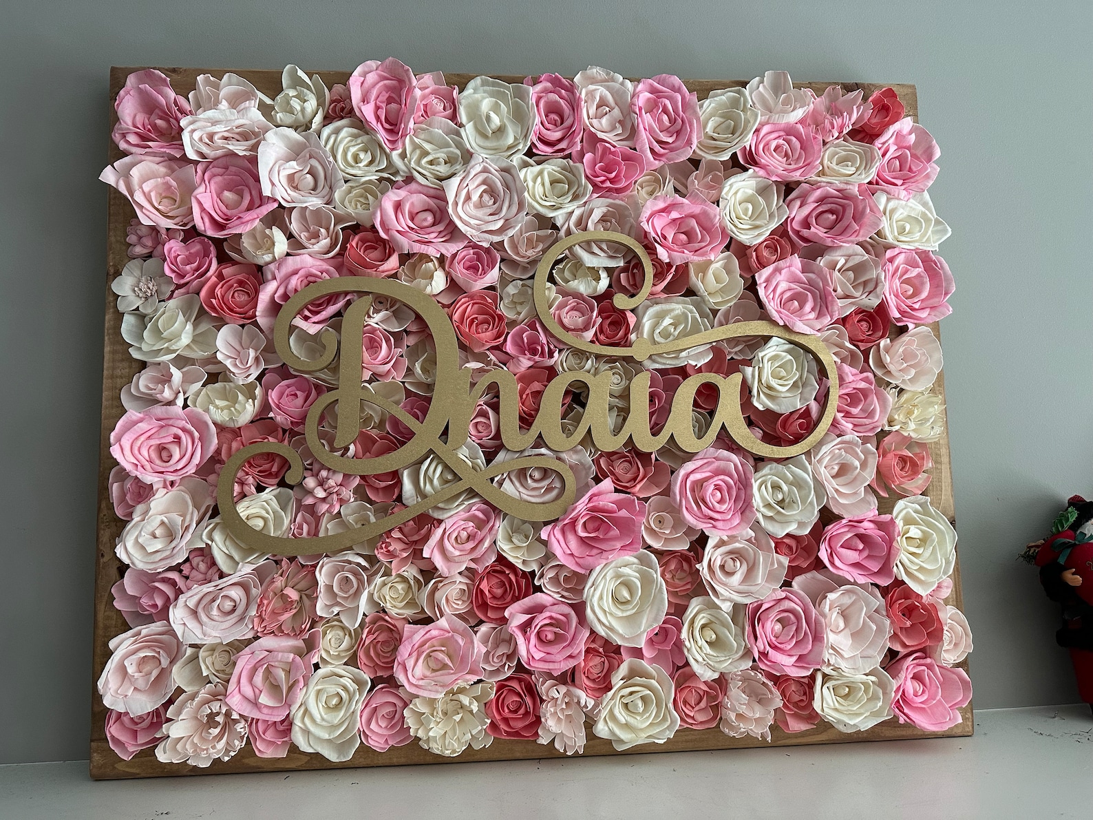 Custom Floral Name Sign: Real Wood Flower Nursery Decor - Etsy