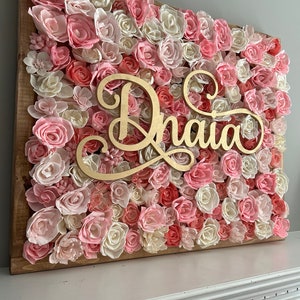 Custom Floral Name Sign: Real Wood Flower Nursery Decor - Etsy