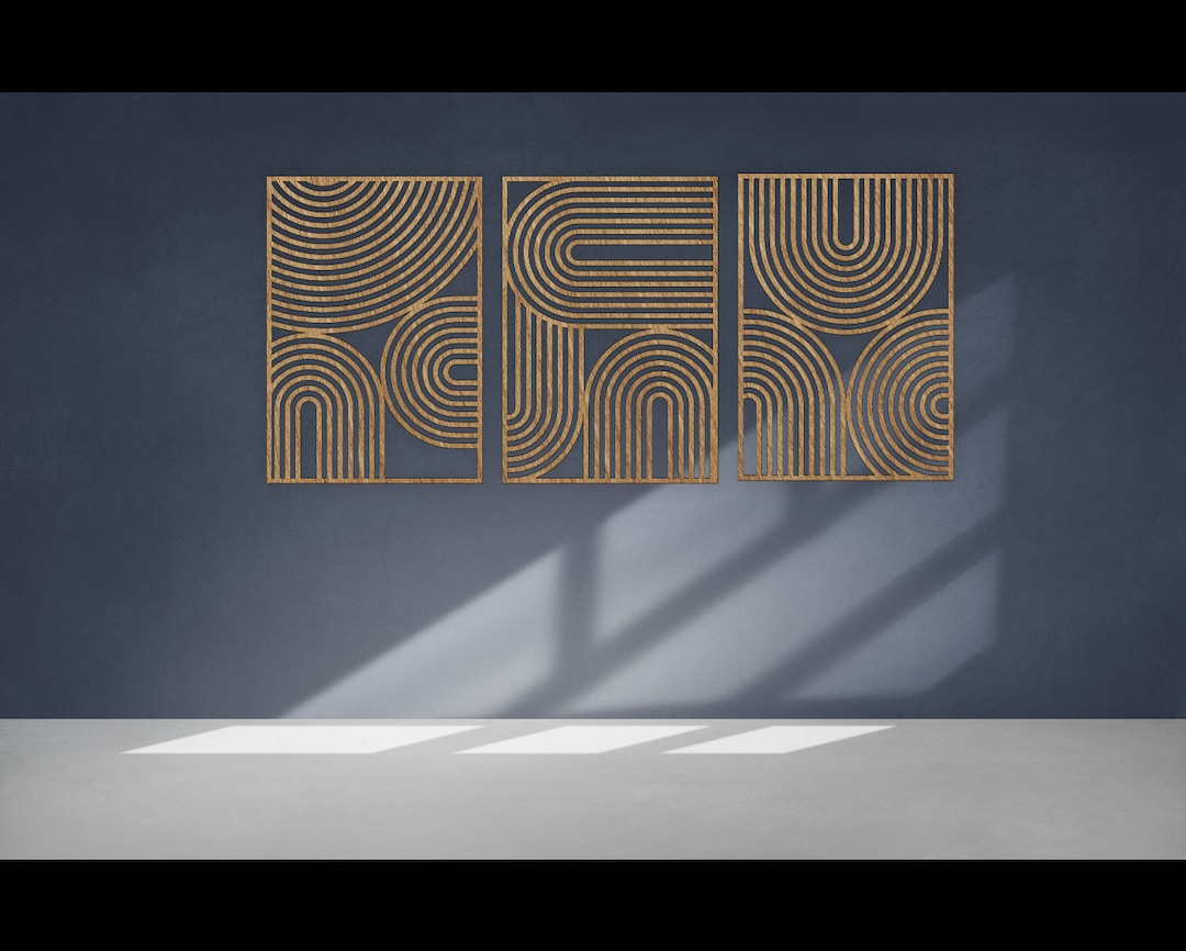 Abstract Art Panels Wood Metal Wall Art, Abstract Wall Decor, Wood Wall ...