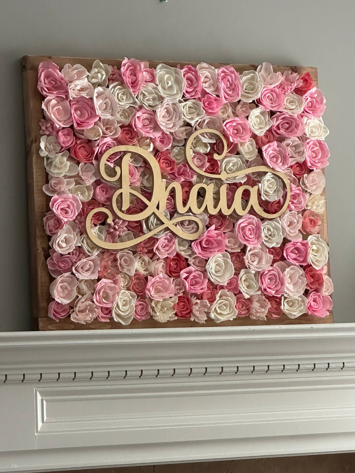 Custom Floral Name Sign: Real Wood Flower Nursery Decor - Etsy