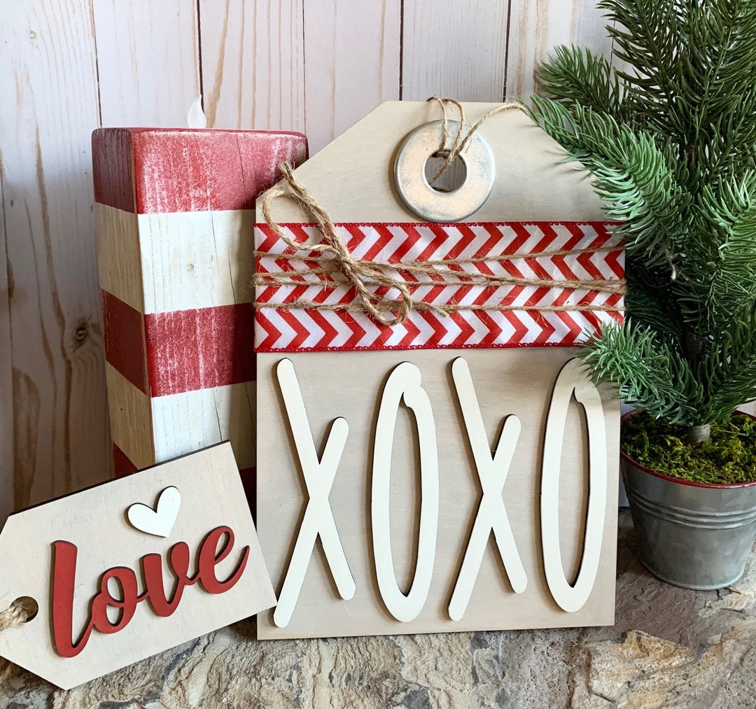 Valentines DIY Kit, Xoxo Tag Kit, Diy Paint Kit, Vday Tiered Tray ...