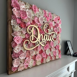Custom Floral Nursery Name Sign With Real Wood Soca Flowers ...