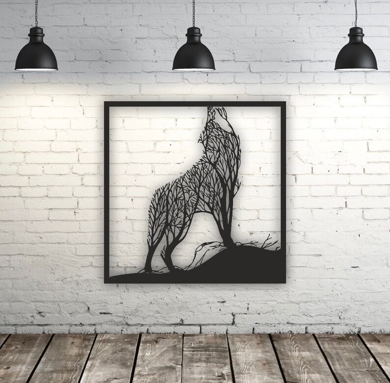 Wolf Tree Wall Decor Wooden and Metal Wall Art Home Art - Etsy