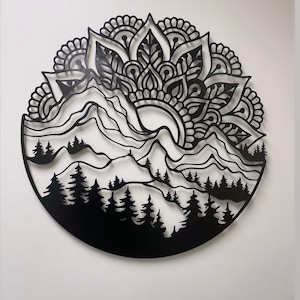 Laser Cut Mandala Mountain Panel: Spiritual Yoga Art - Etsy