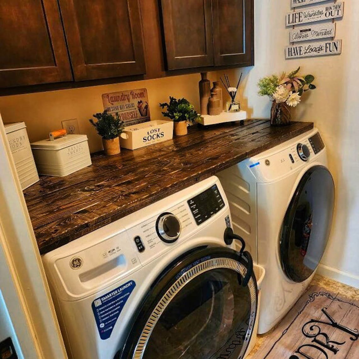Farmhouse Laundry Room Top: Washer and Dryer Wood Table - Etsy