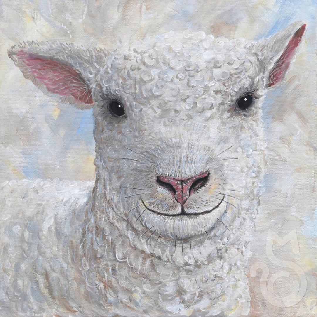 Cute Sheep Fine Art Print Sheep Art Sheep Picture Sheep Painting Farm ...