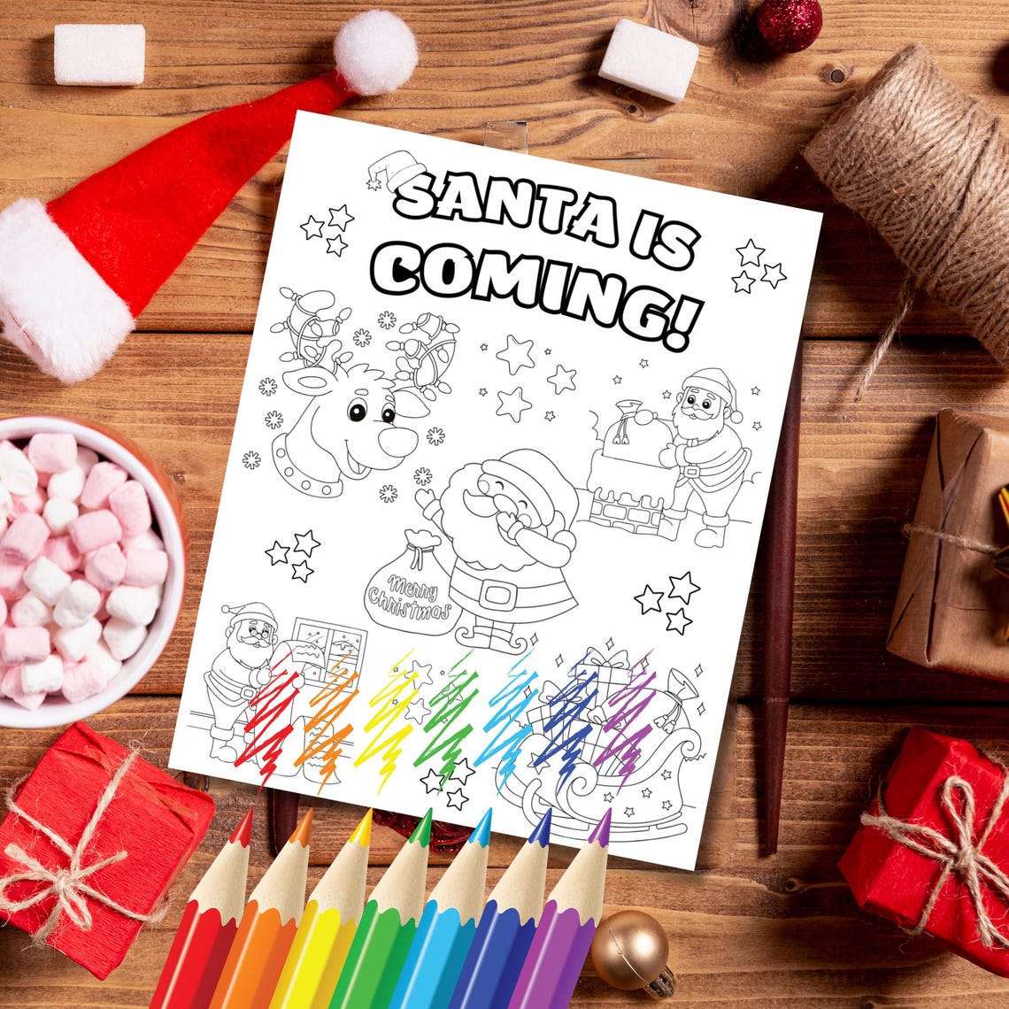 Christmas Eve Colouring Sheets, Kids Colouring, Christmas Colouring ...