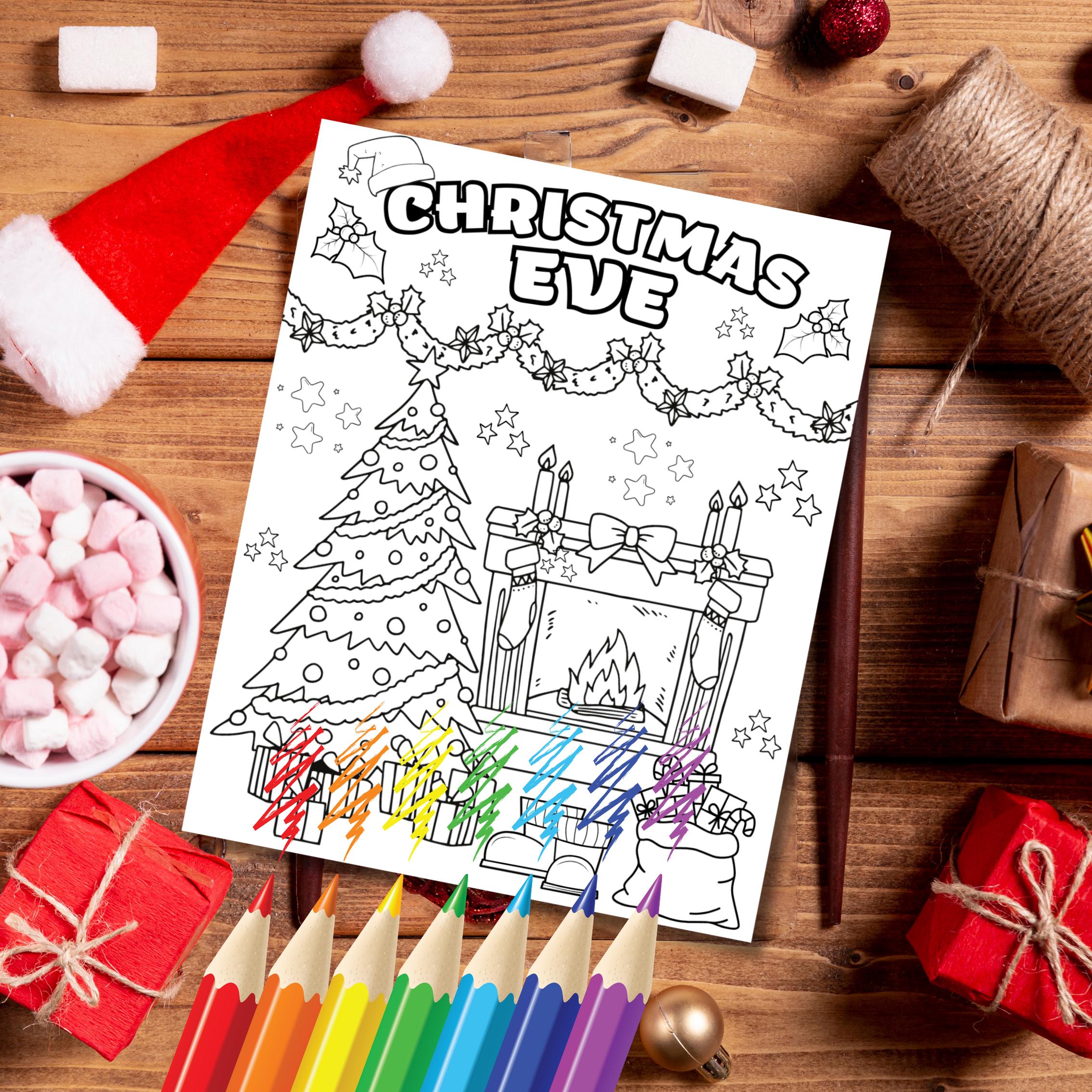 Christmas Eve Colouring Sheets, Kids Colouring, Christmas Colouring ...