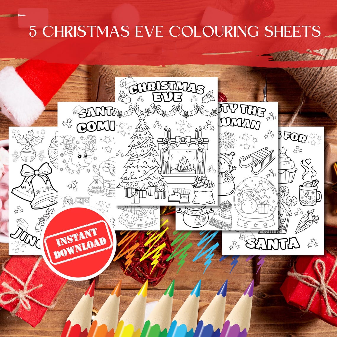 Christmas Eve Colouring Sheets, Kids Colouring, Christmas Colouring ...