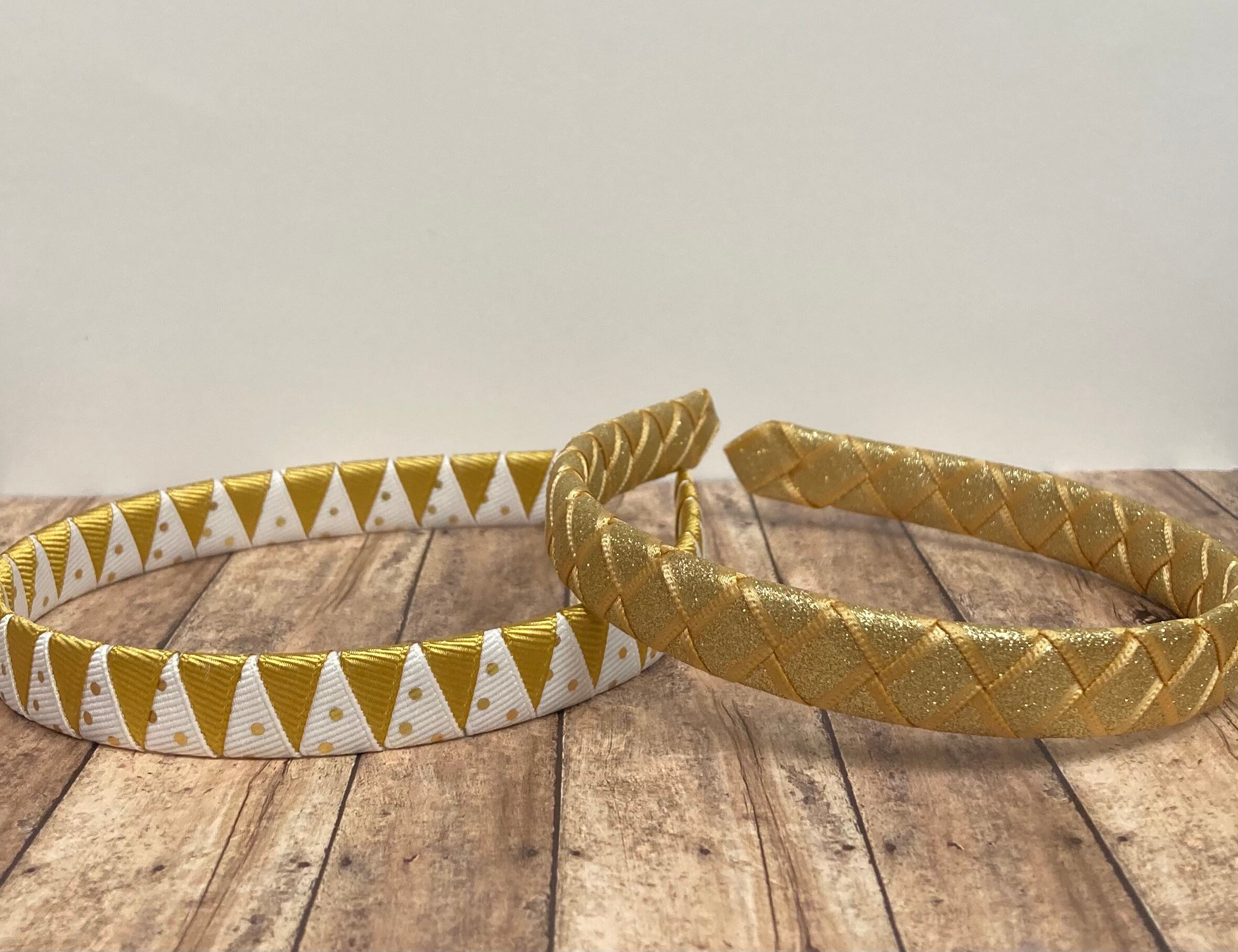 Fancy Headbands, Two Headbands, Matching Headband, Gold Glitter Ribbon ...