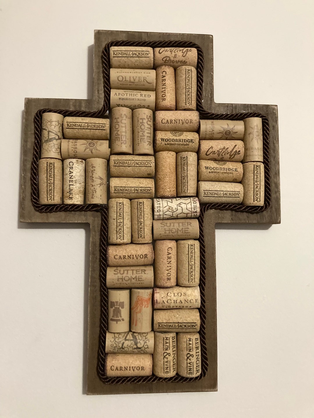 Wood Christian Cross, Faith Wall Art, Cross Wall Decor, Cork Cross ...