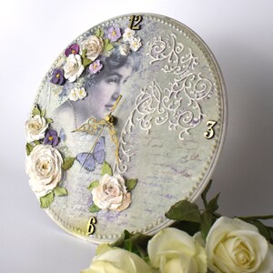 Wall Clock Romantic Style With Roses - Etsy