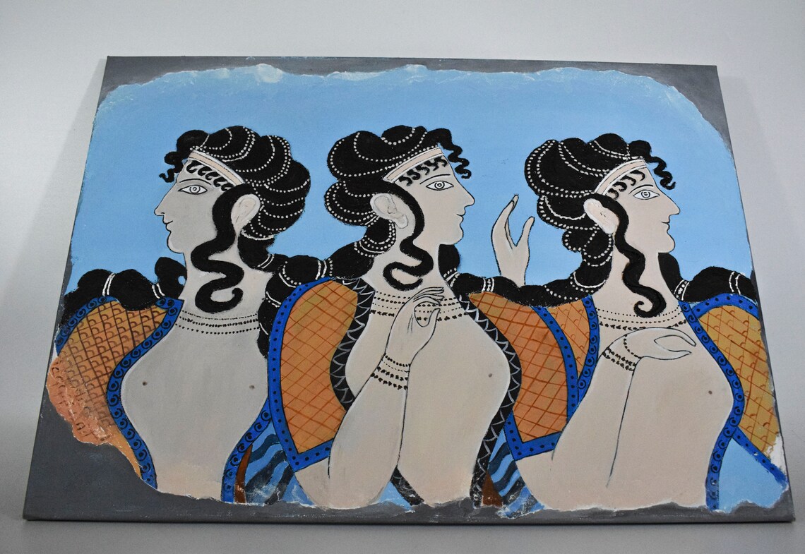 Minoan Women Ladies in Blue Copy of a Famous Frescos of the Minoan ...