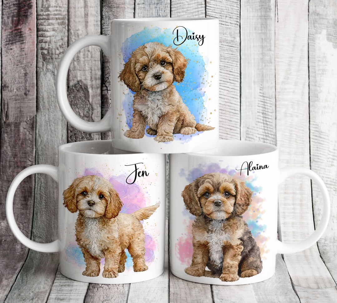 Personalised Cavapoo Puppy Dog Mug, Optional Coaster to Match, 3 Design ...