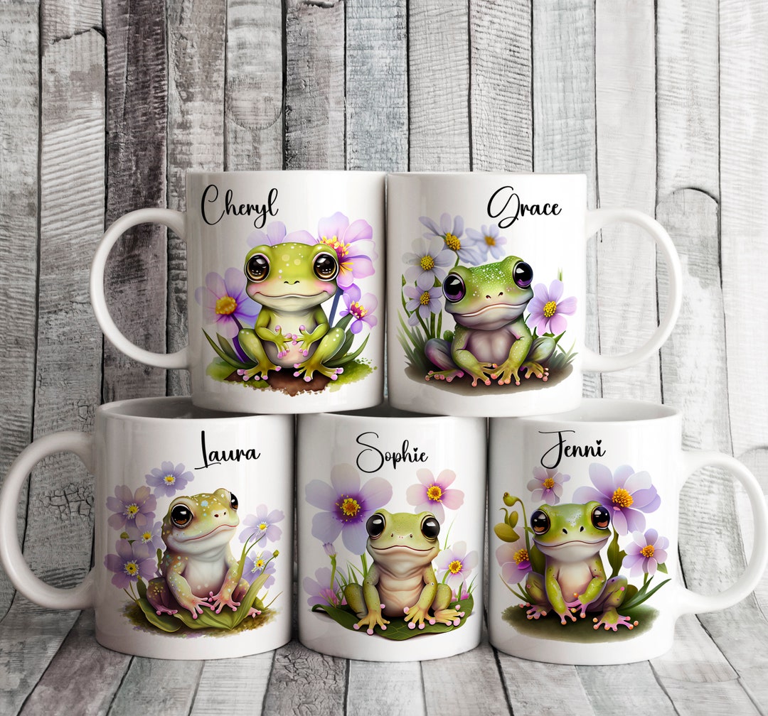 Personalised Cute Baby Frog Mug, Plus Optional Coaster to Match, 5 ...