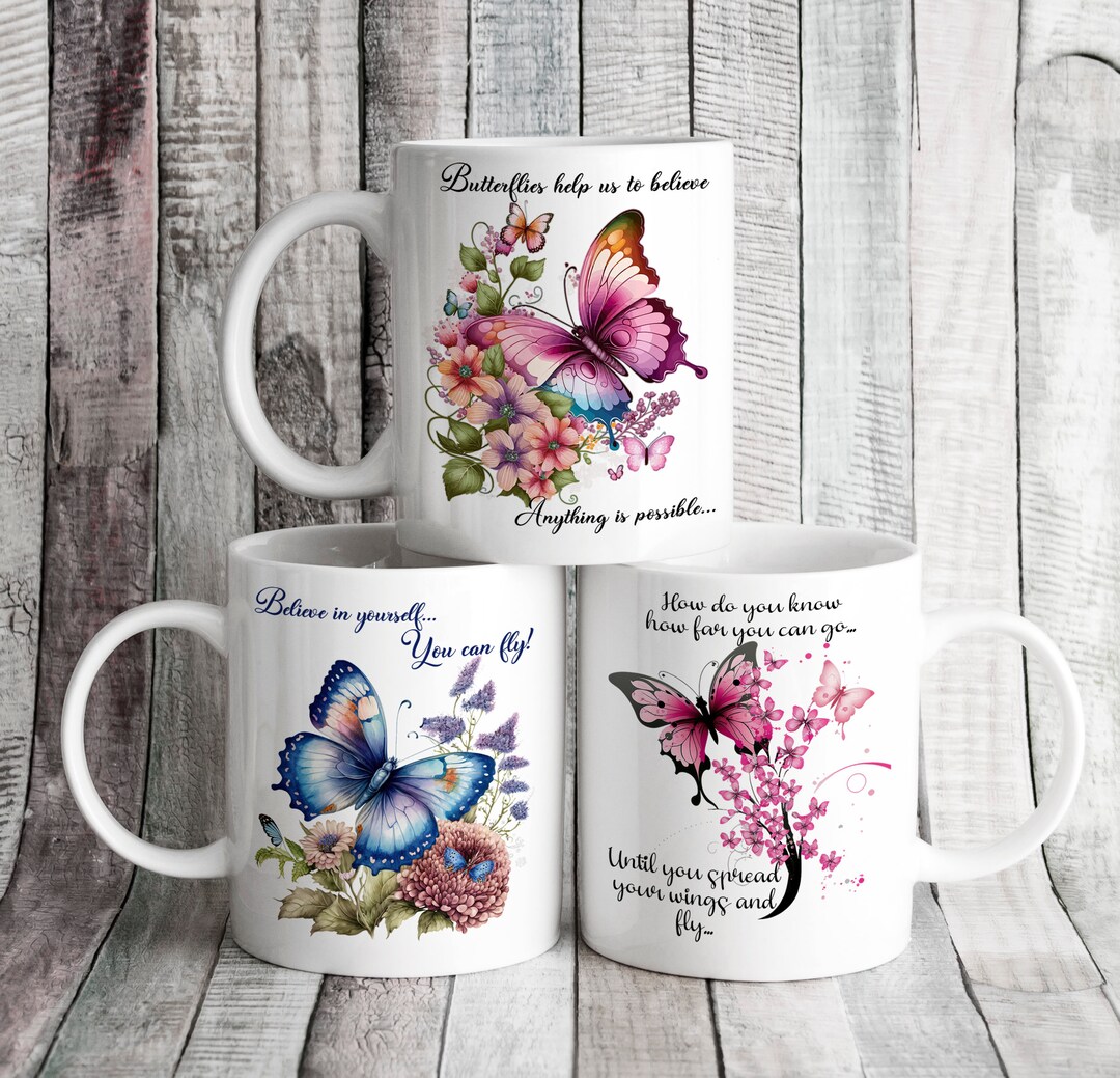 Beautiful Butterfly Mug, 3 Designs to Choose From, Personalised ...