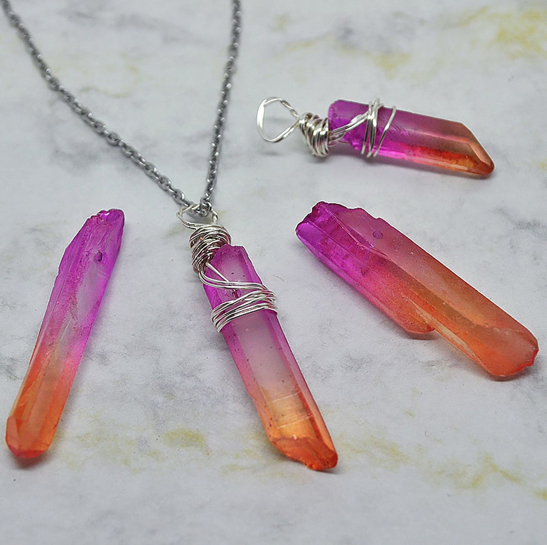 Stunning Raw Ruby and Sunshine Aura Quartz Wire Wrapped - Etsy UK