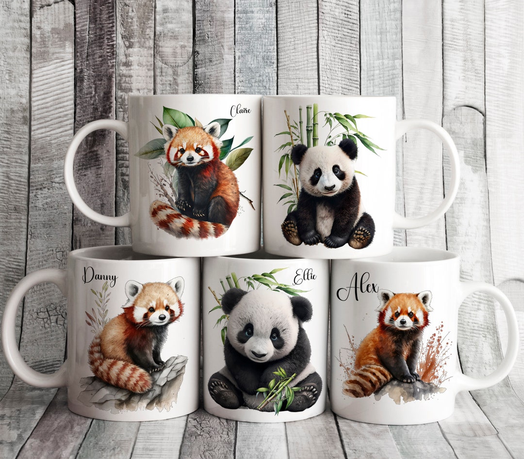 Personalised Panda & Red Panda Mugs, Animal Mug, 6 Different Designs ...