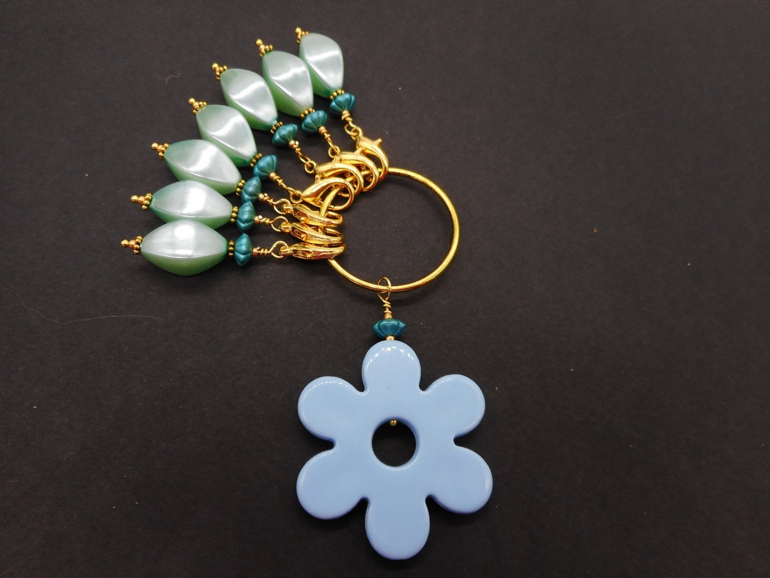 Stich Marker Set Blue Flower With 7 Lightweight Stitch - Etsy