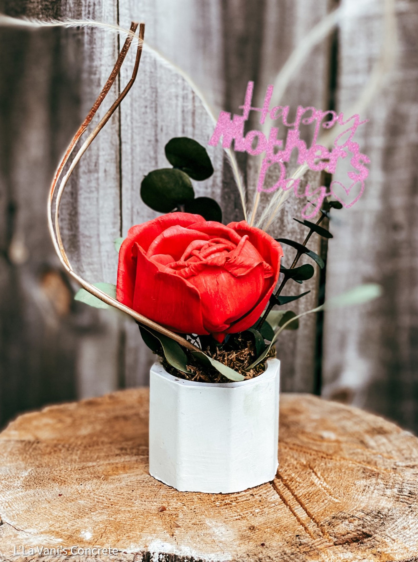 Single Rose Flower Arrangement Sola Wood and Persevere | Etsy