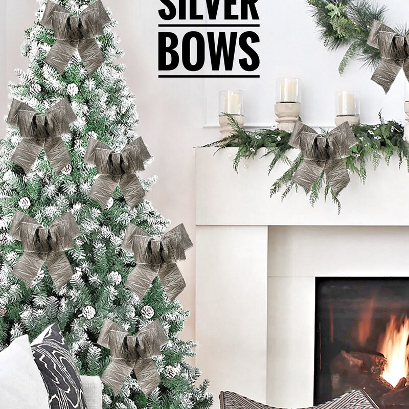 Silver Christmas Bow - Etsy