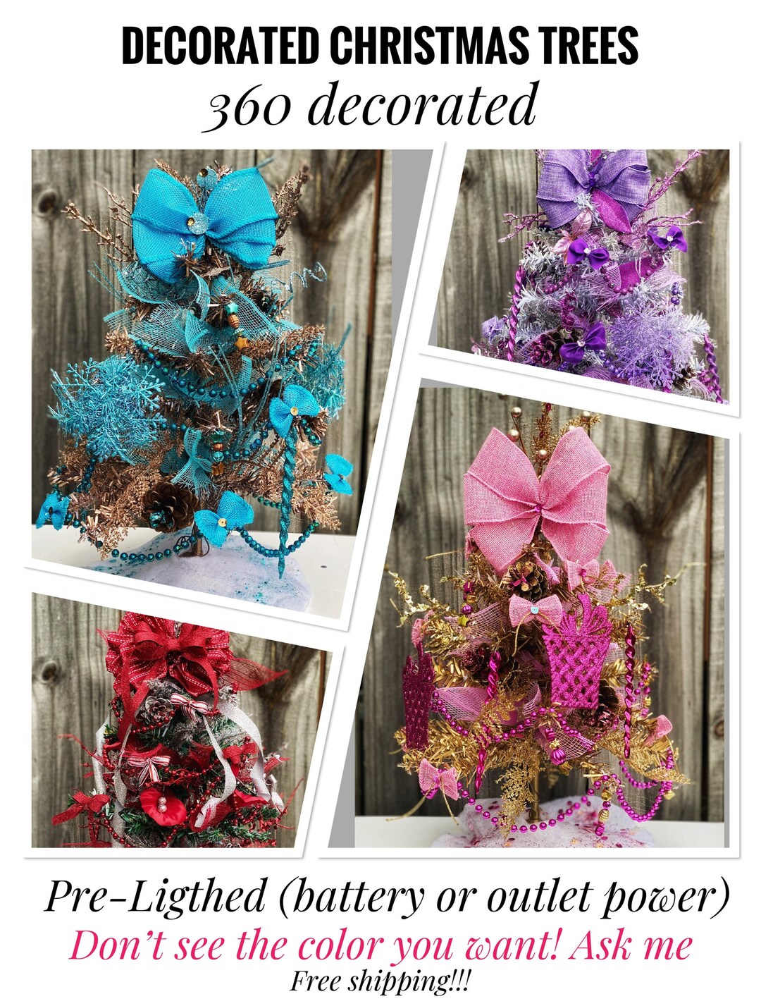 Christmas Tree, Decorated, Pre-lighted 22” Holiday Decoration, Office ...