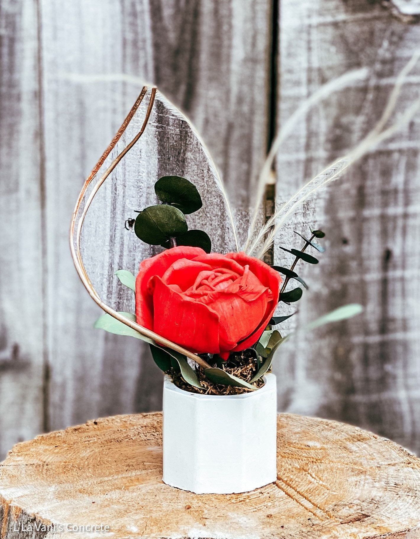 Single Rose Flower Arrangement Sola Wood and Persevere | Etsy