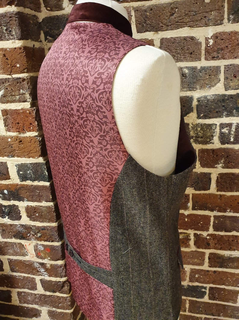 Double Breasted Brown Checked Tweed Waistcoat With a Unique Back ...