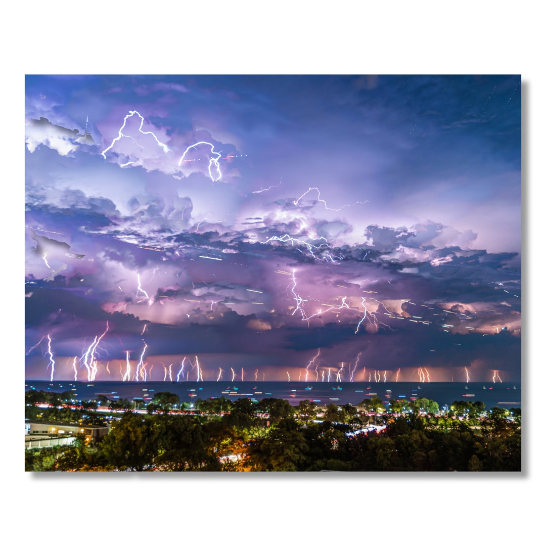 Lightning Over Lake Michigan - Gloss Metal Print - Etsy
