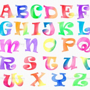 Watercolor Alphabet Clipart, Alphabet Clip Art, Colorful Alphabet ...