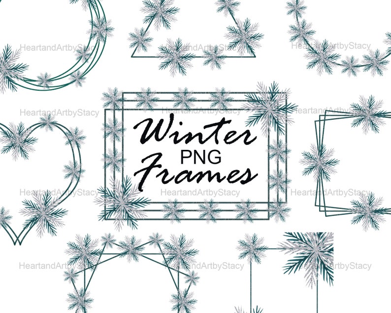 Winter Frames Clipart Digital Download PNG - Etsy