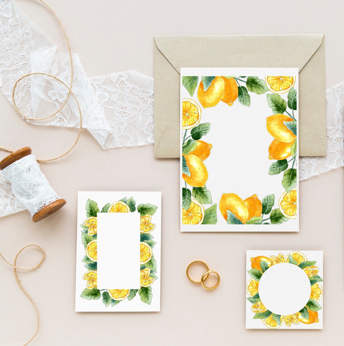Watercolor Lemon Frames, Lemon Borders and Lemon Wreath Png - Etsy