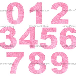 Watercolor Numbers Clipart, Cute Pink Numbers, Digital Download Png. - Etsy