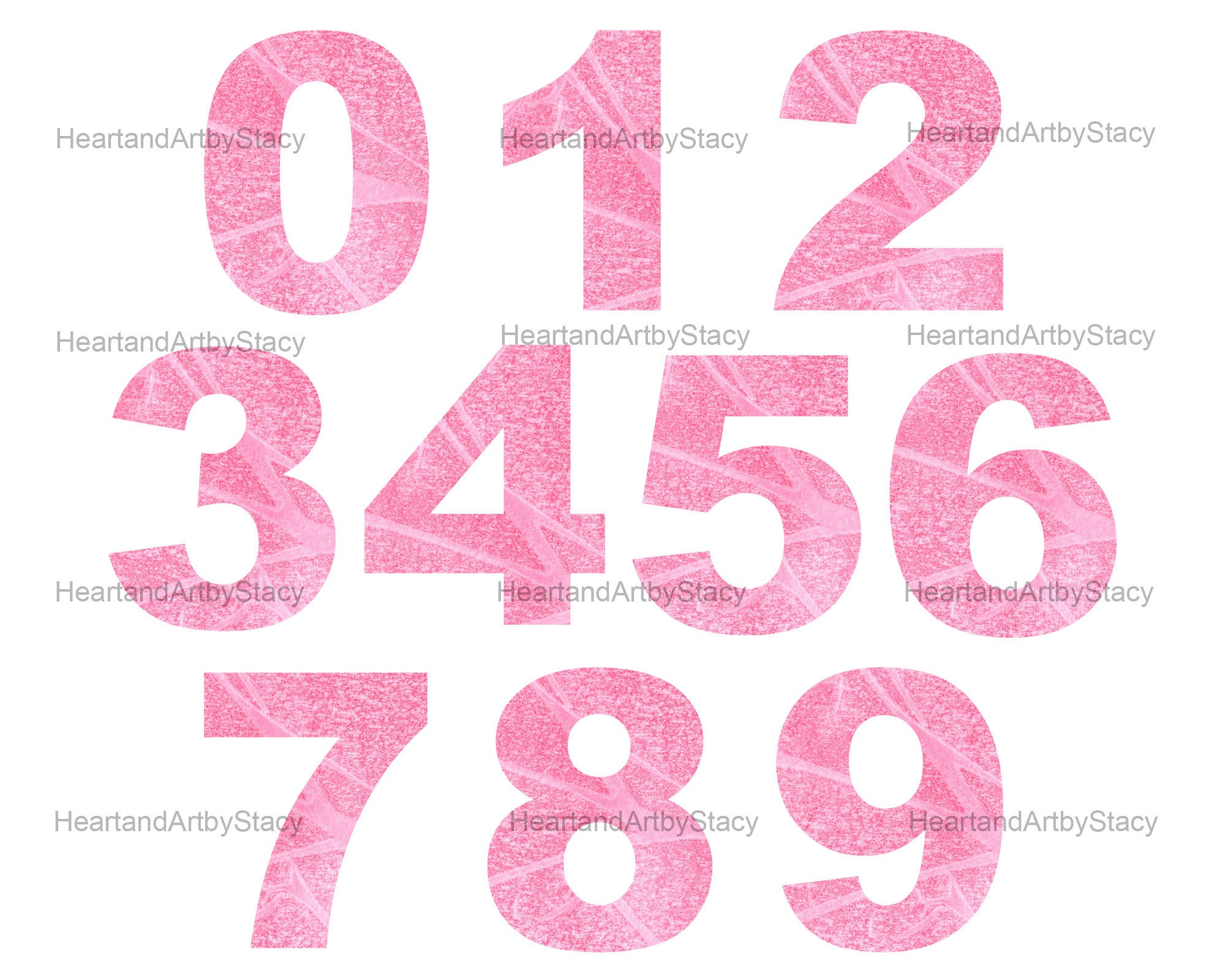 Watercolor Numbers Clipart, Cute Pink Numbers, Digital Download Png ...