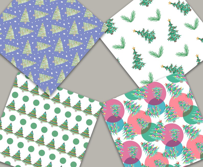 Christmas, New Year Digital Paper Pack, Watercolor Winter Patterns ...